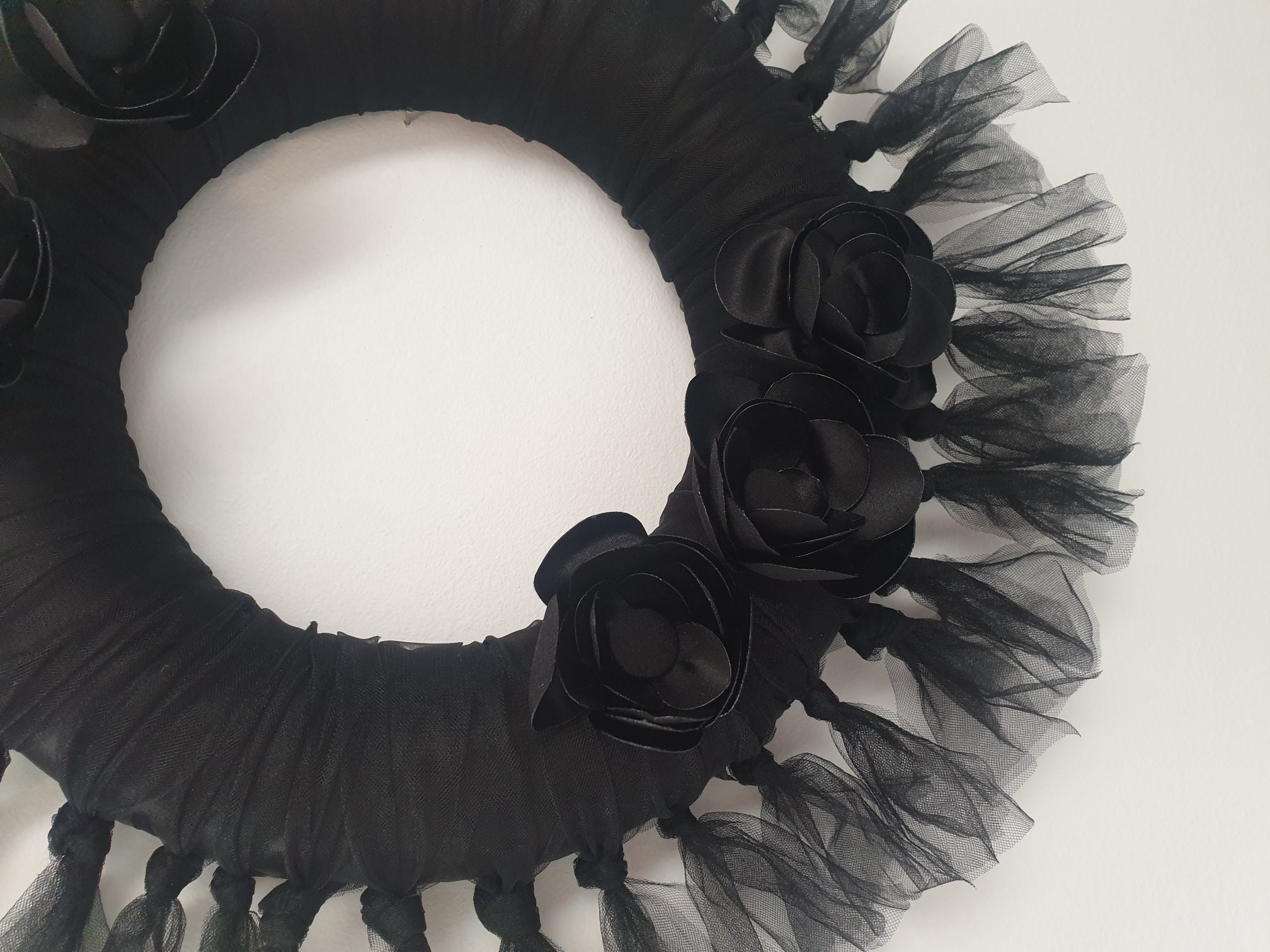 Black Wreath, Mourning Grief Wreath, Funeral Wreath, Indoor Decor ...
