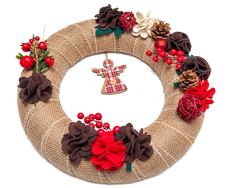 Hemp Christmas Wreath, Christmas Angel, Felt Christmas Decoration ...