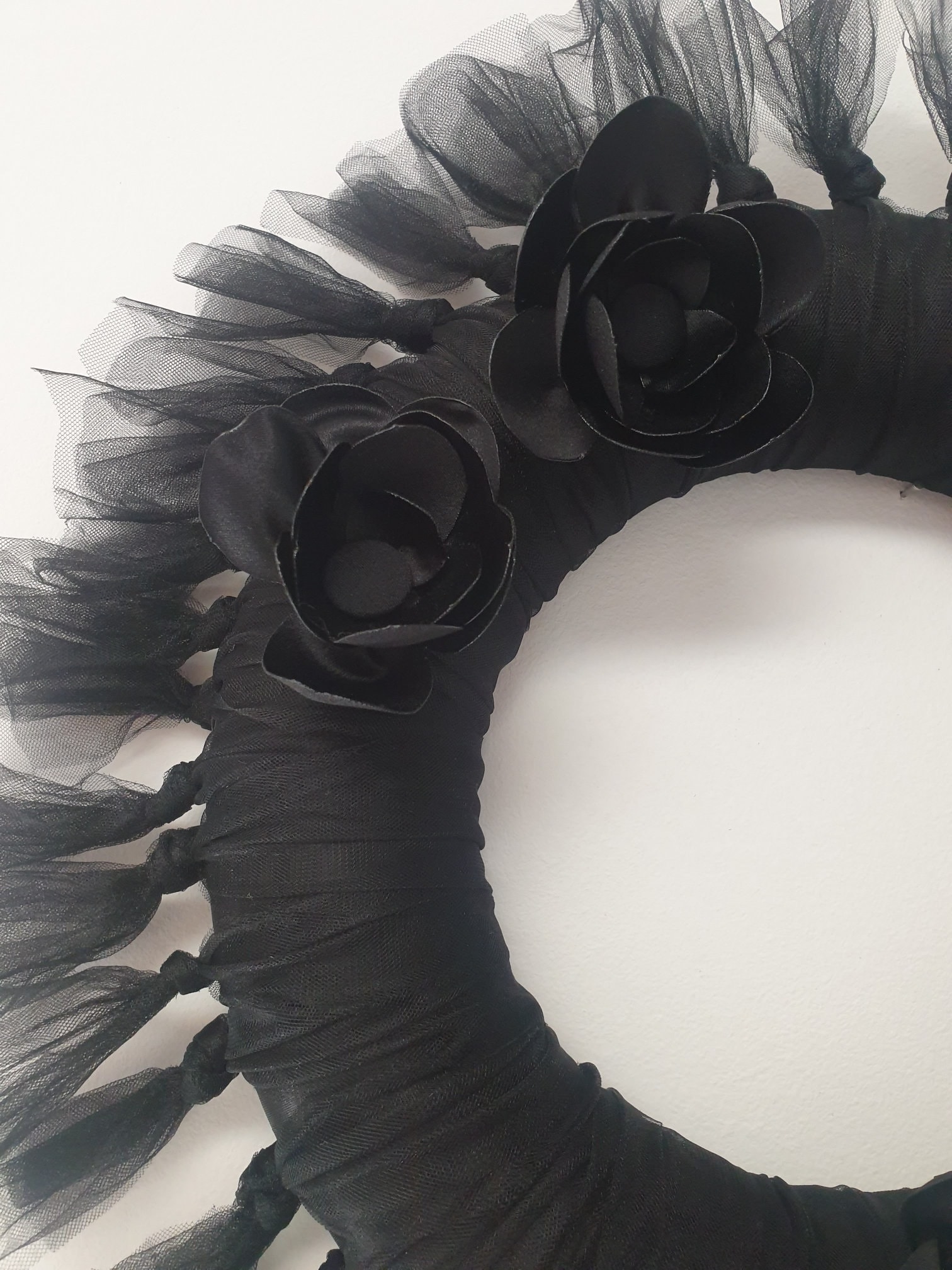 Black Wreath, Mourning Grief Wreath, Funeral Wreath, Indoor Decor ...