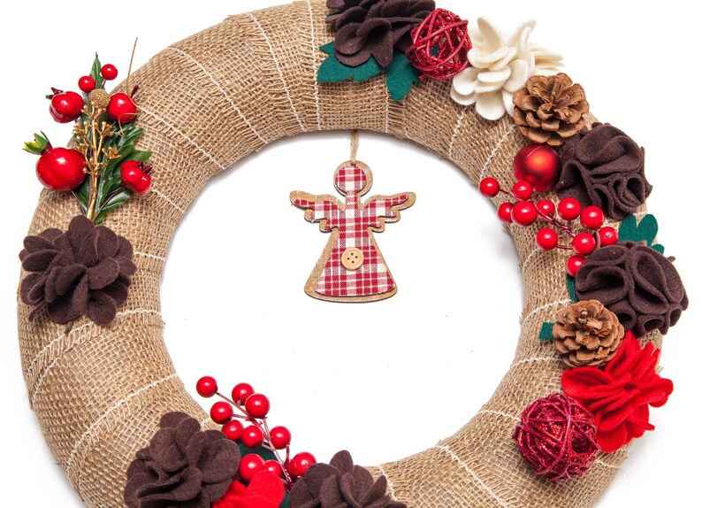 Hemp Christmas Wreath Christmas Angel Felt Christmas - Etsy