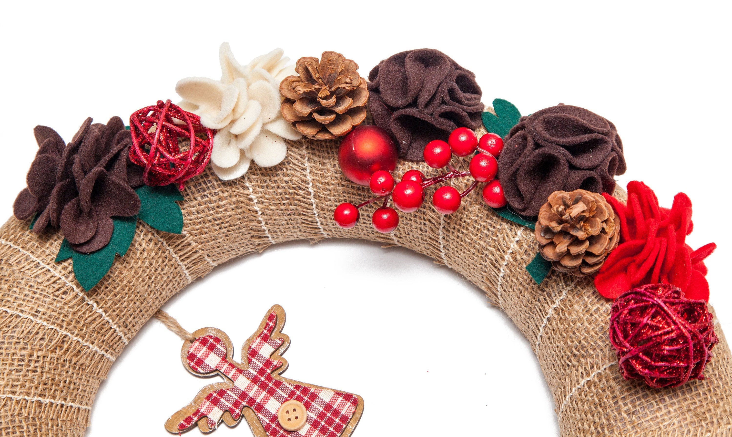 Hemp Christmas Wreath Christmas Angel Felt Christmas - Etsy