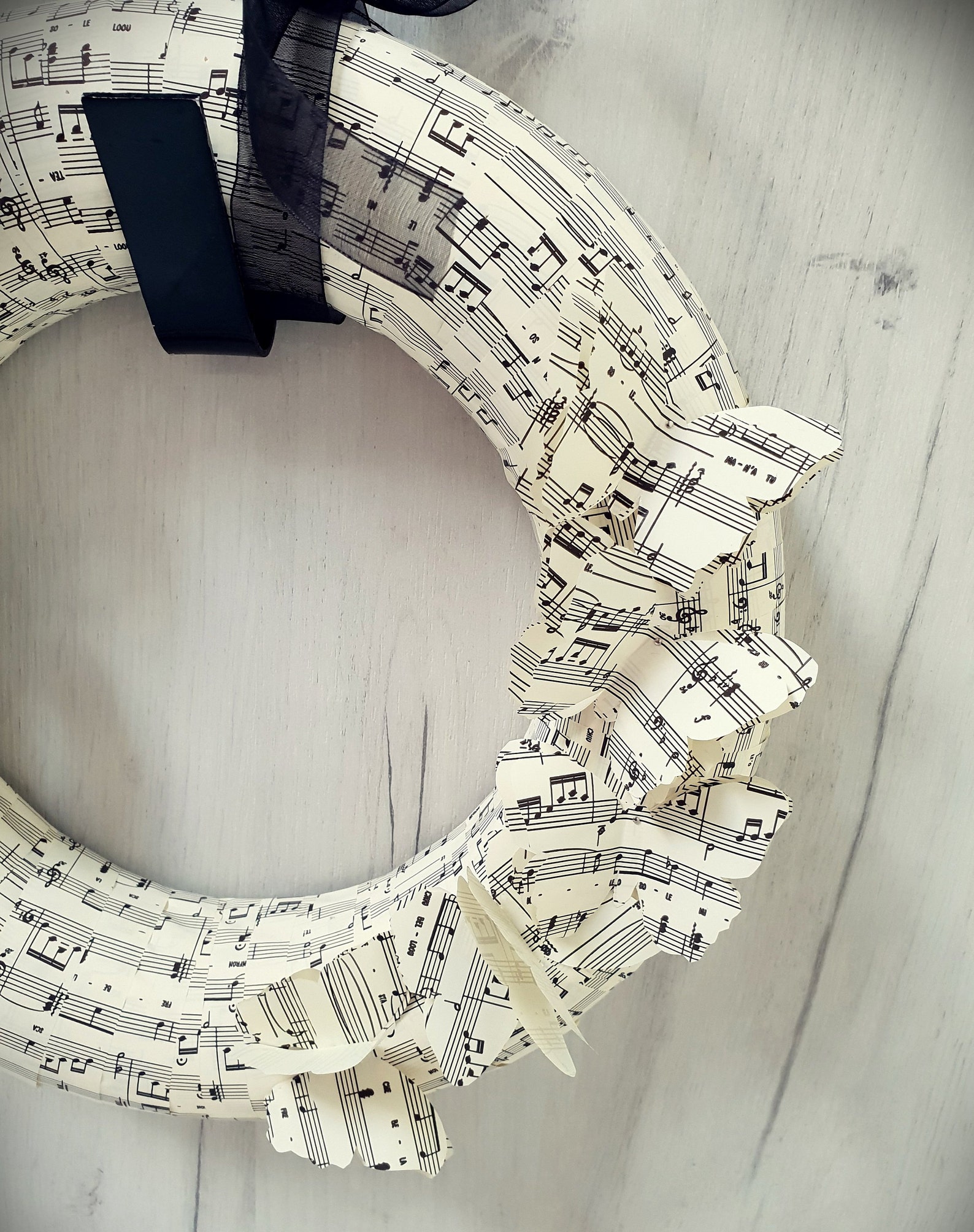 Black and White Music Note Decor, Personalized Gift Idea, Floral Decor ...