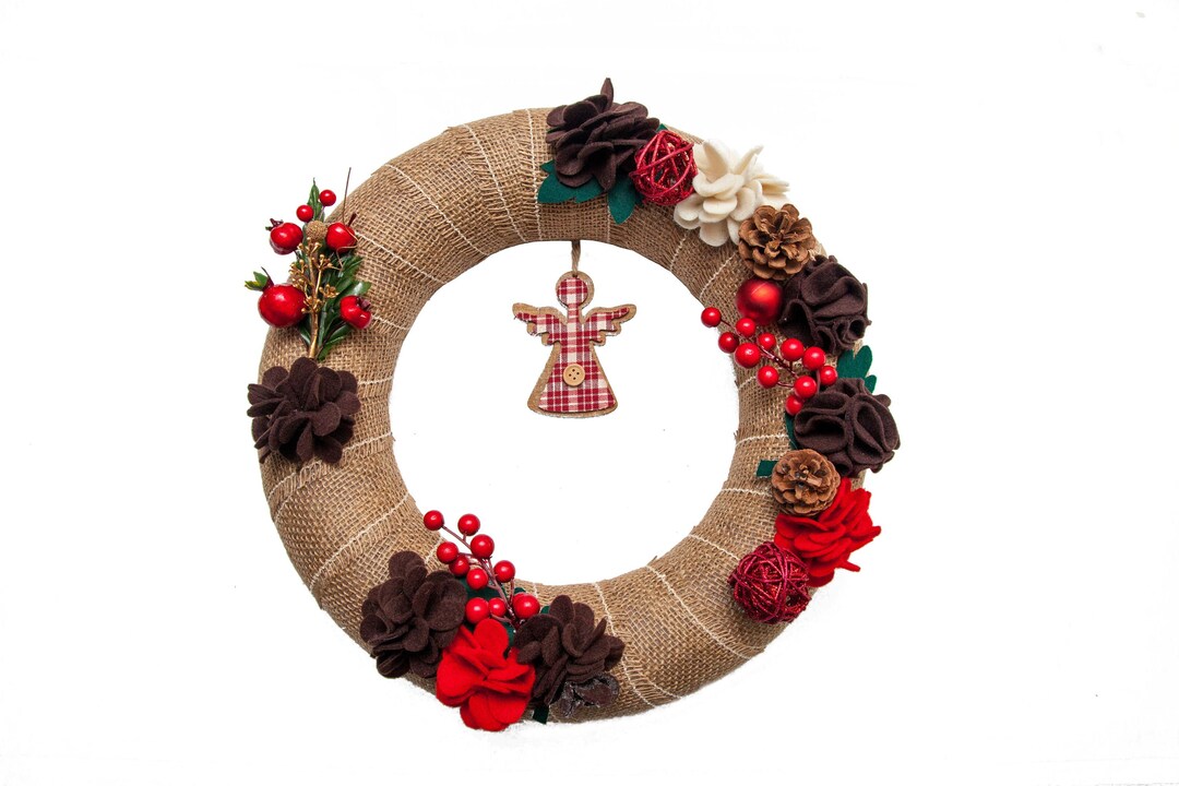 Hemp Christmas Wreath, Christmas Angel, Felt Christmas Decoration ...