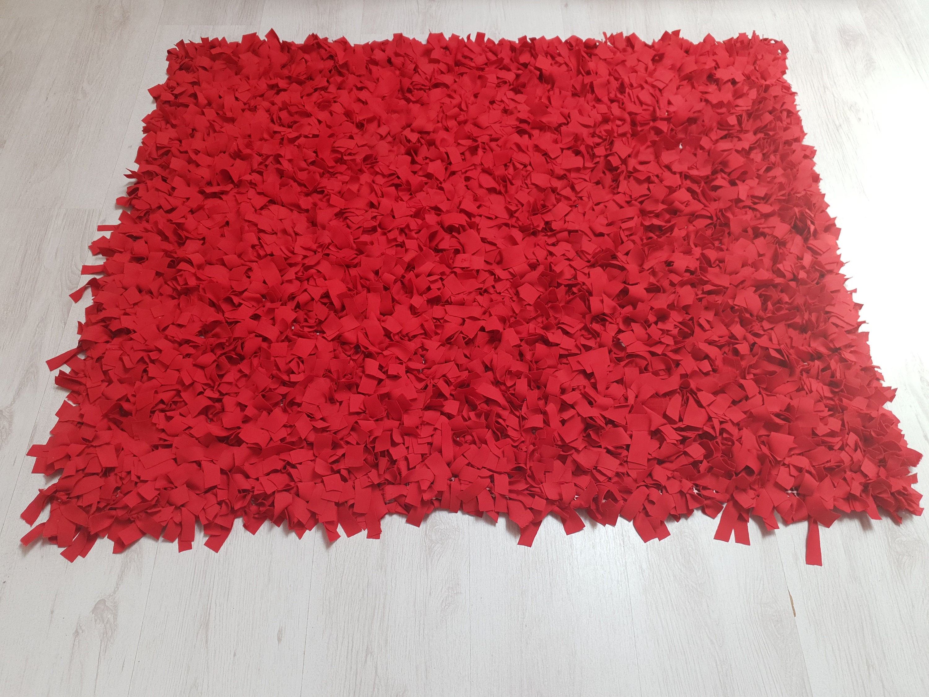 Attractive Big Red Rag Rug, Beautiful Rug to Brighten Any Home Room ...