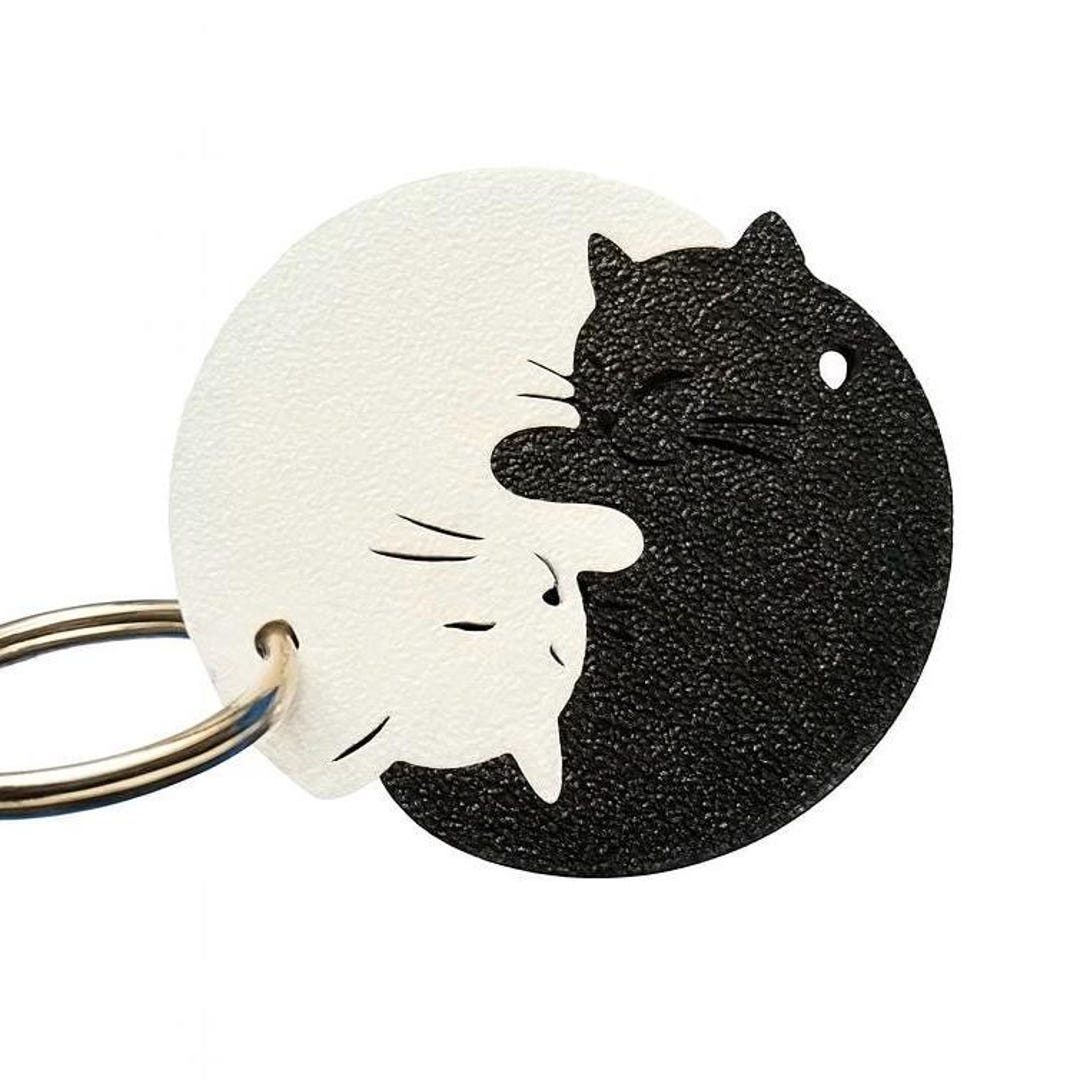 Cat Ying and Yang Keychain - Etsy
