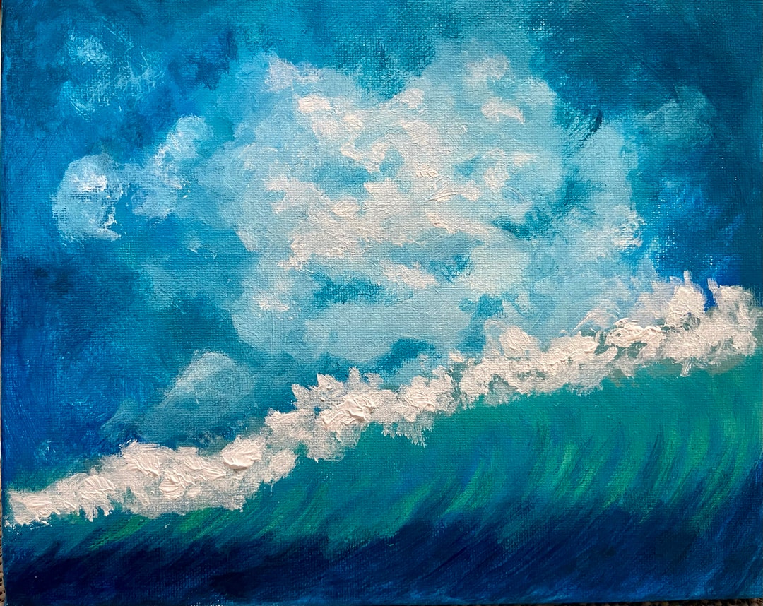 Rolling Wave Acrylic Painting on Canvas Wall Art for Living - Etsy