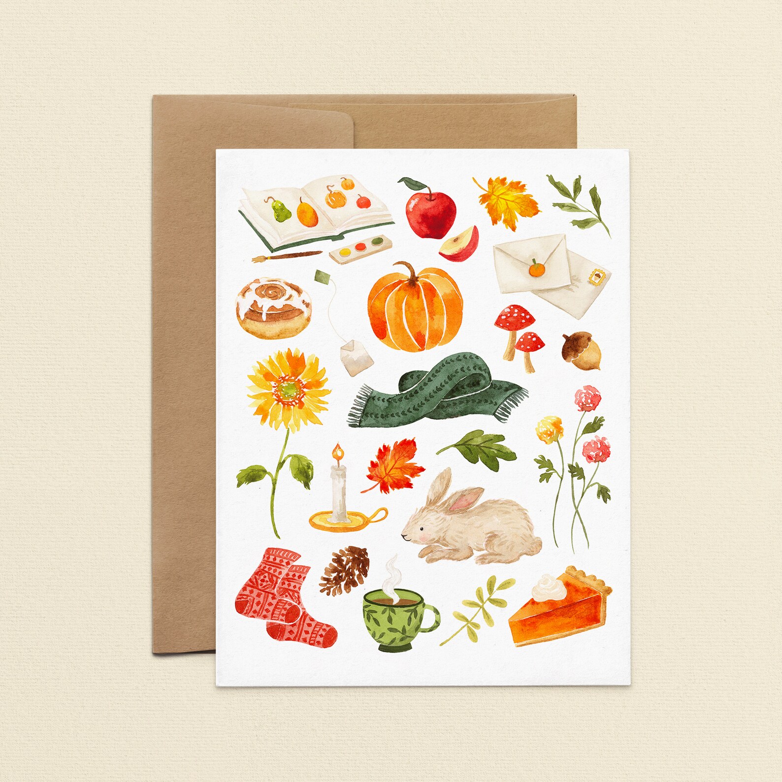 Fall Note Card Set, Watercolor Autumn Greeting Cards, A2 Folded Blank ...
