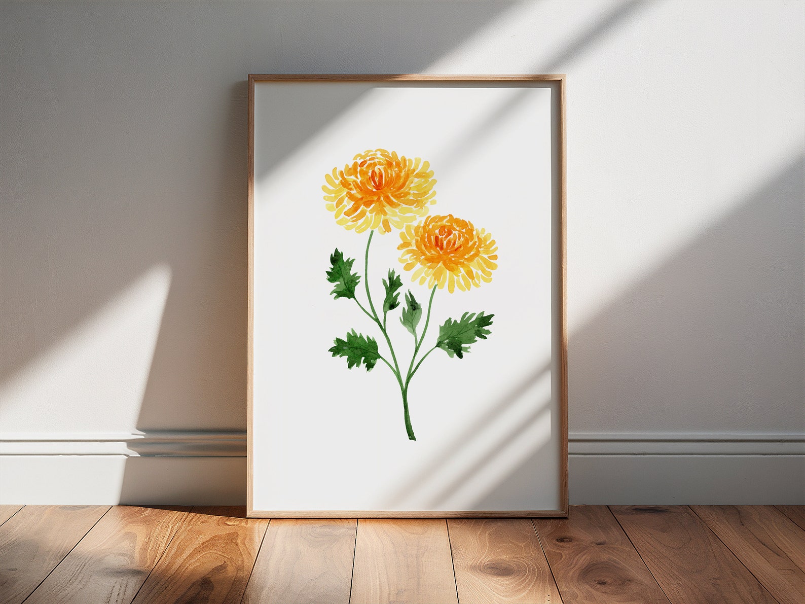Watercolor Chrysanthemum Flower Art Print, Hand-painted Mums Floral ...