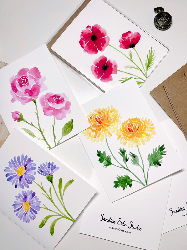 Notecards Set, Floral Cards Set of 6, Wildflower Greeting Card Set ...