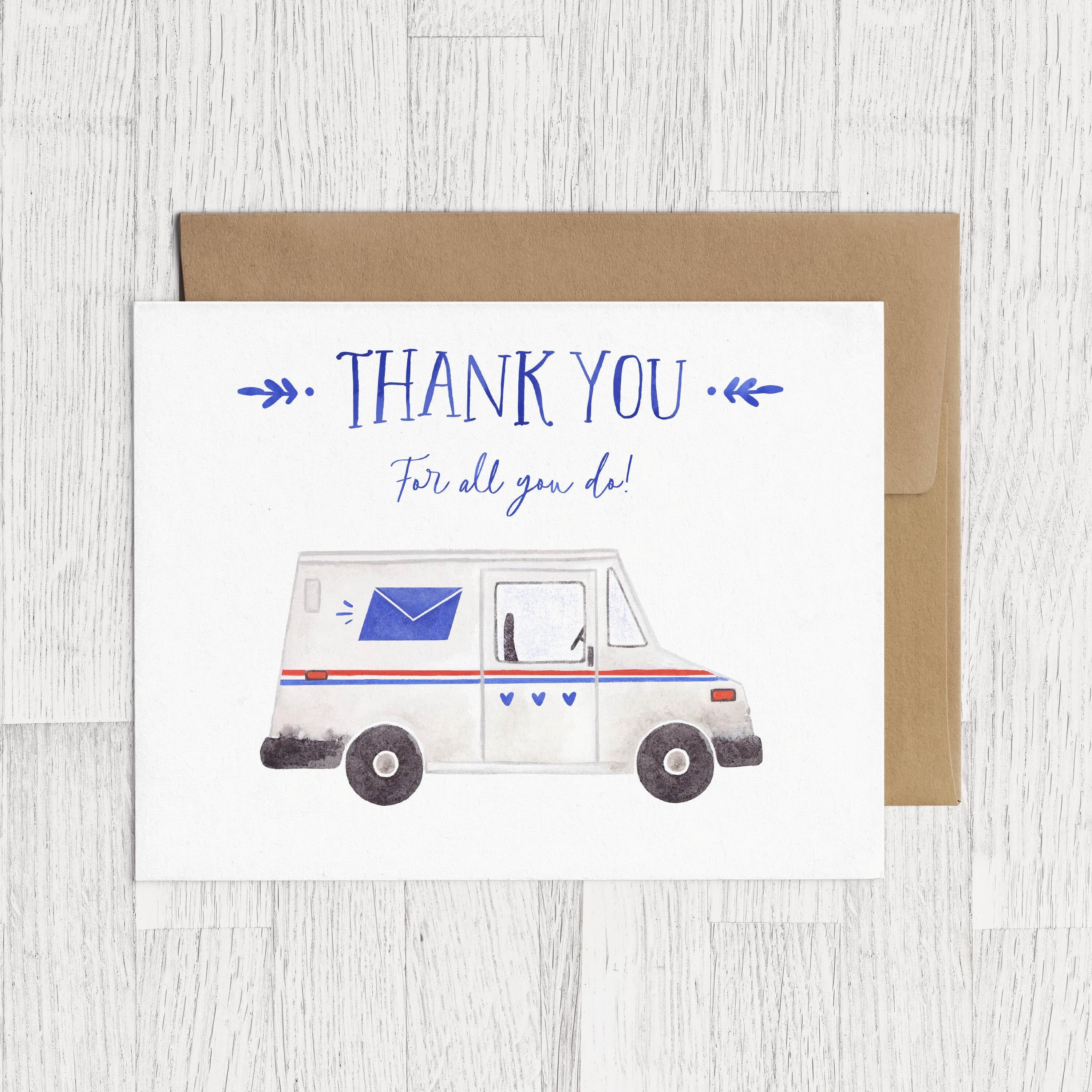 Mail Carrier Thank You Card, USPS Delivery Driver Appreciation Cards ...