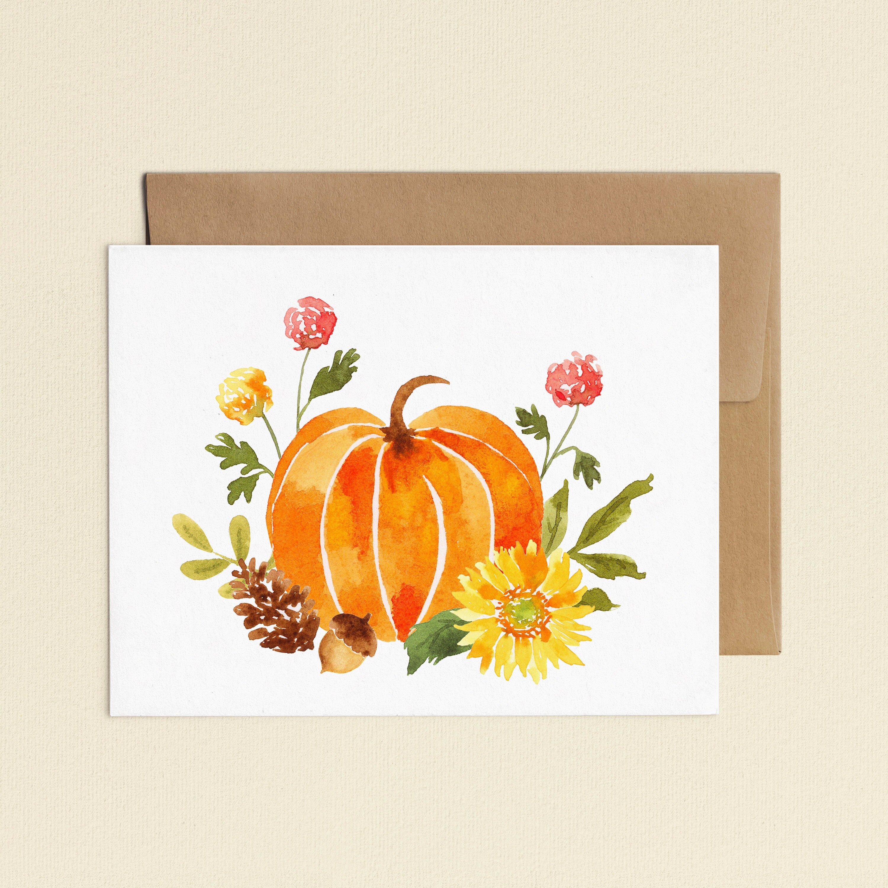 Fall Note Card Set, Watercolor Autumn Greeting Cards, A2 Folded Blank ...