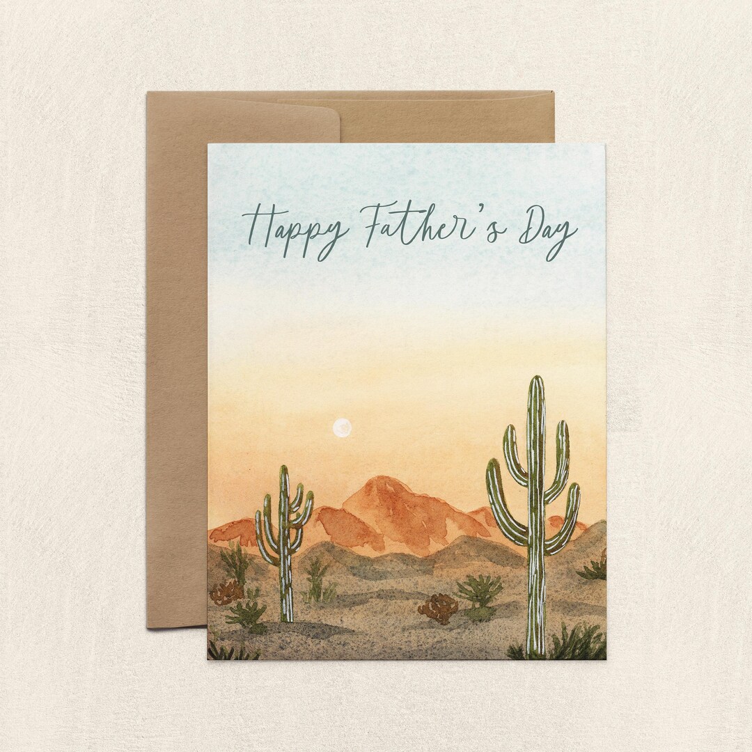 Desert Cactus Father's Day Card, Watercolor Southwest Desert Greeting ...