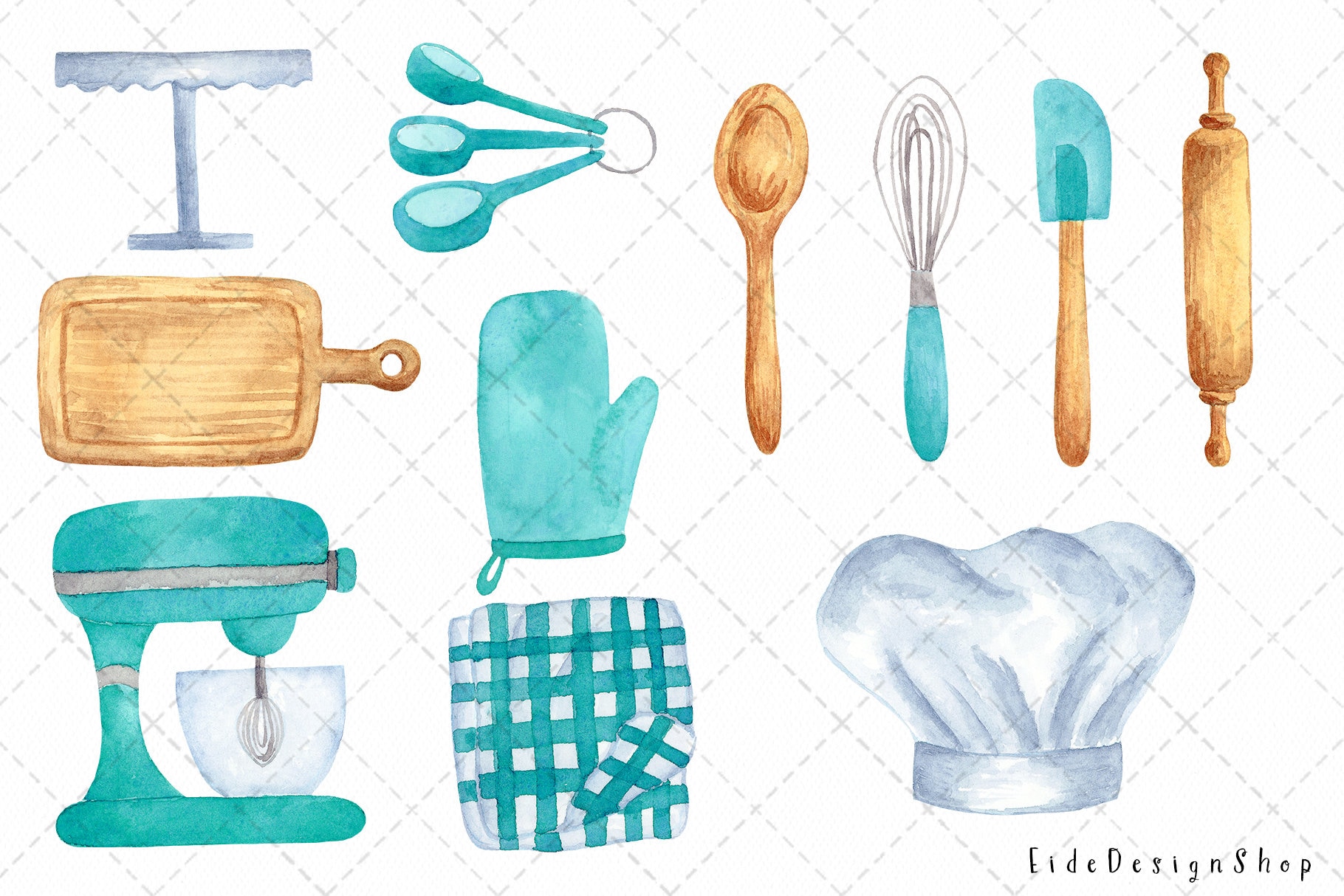 Lovely Bakery Clipart Set, Watercolor Baking Clip Art, Sweet Clipart ...