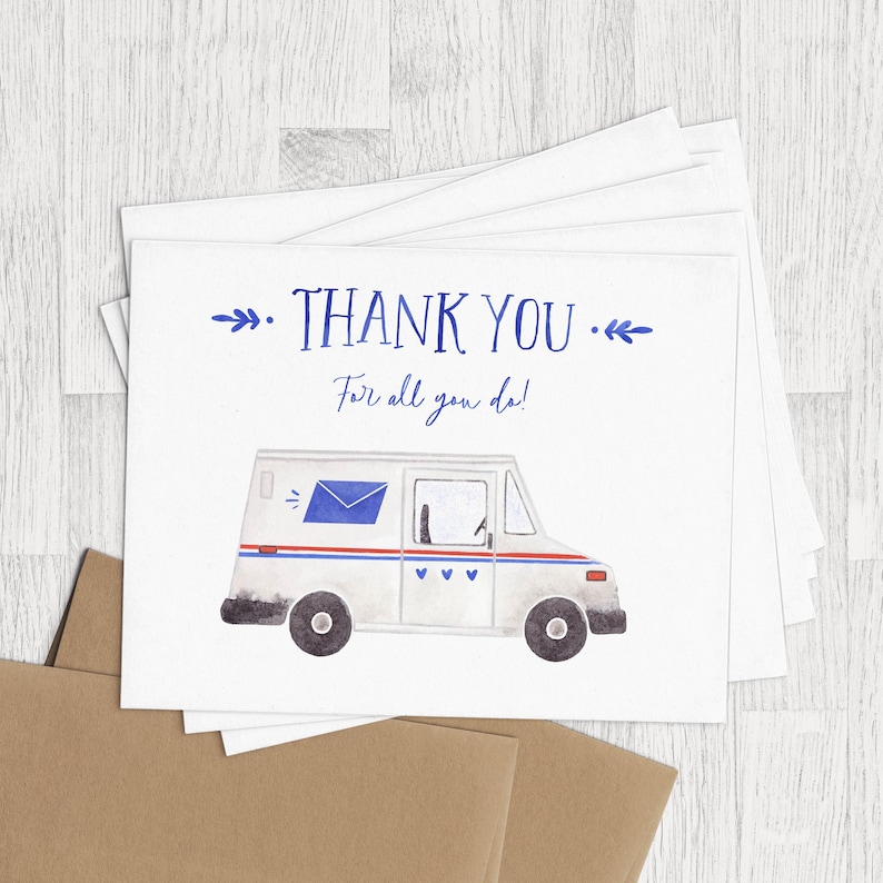 Mail Carrier Thank You Card, USPS Delivery Driver Appreciation Cards ...
