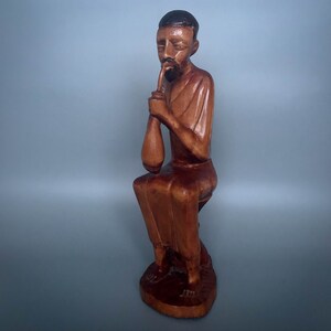 Wood Statue of a Man Smoking, Sitting Man Smoking Vintage Statue - Etsy