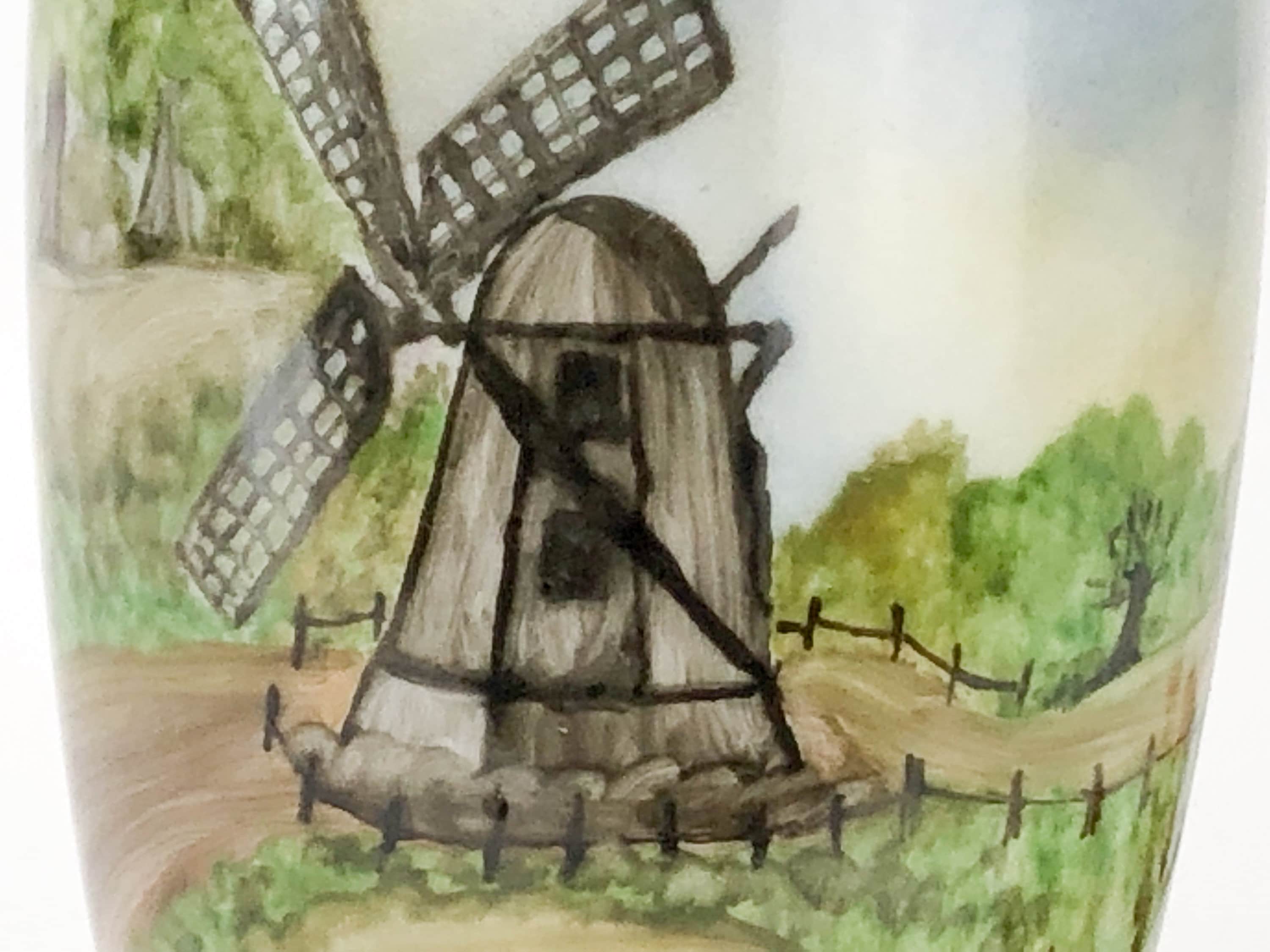 Heinrich German vase with Hand painted mill house | Etsy