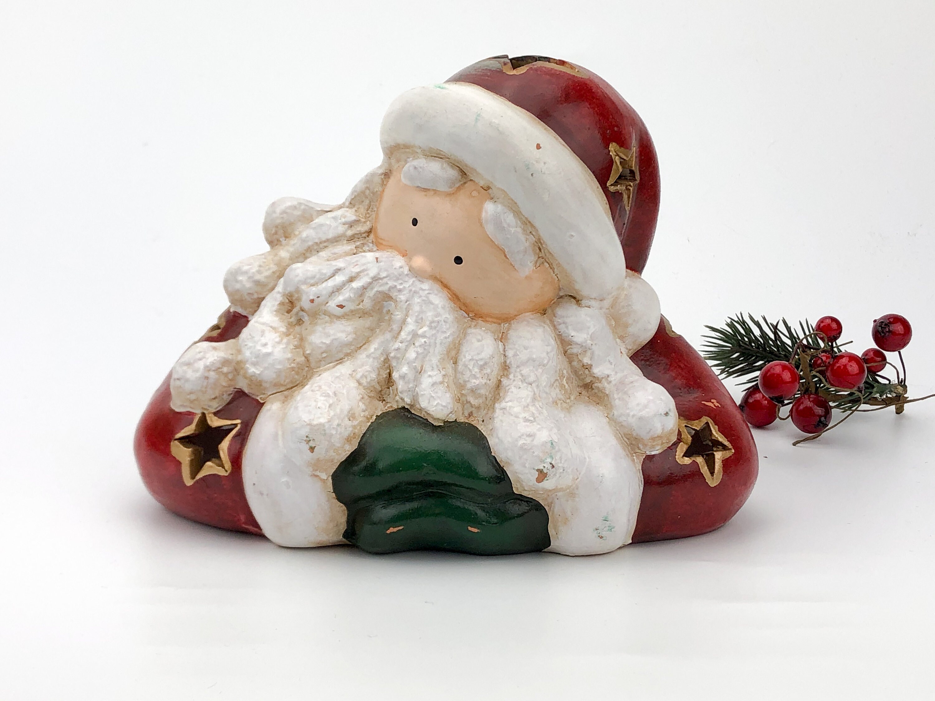 Ceramic retro santa figurine Christmas home decor | Etsy