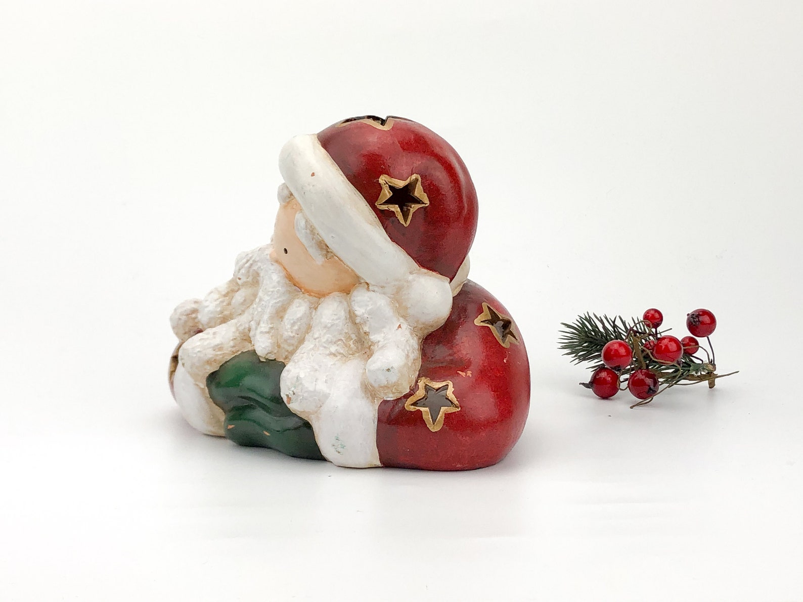 Ceramic retro santa figurine Christmas home decor | Etsy