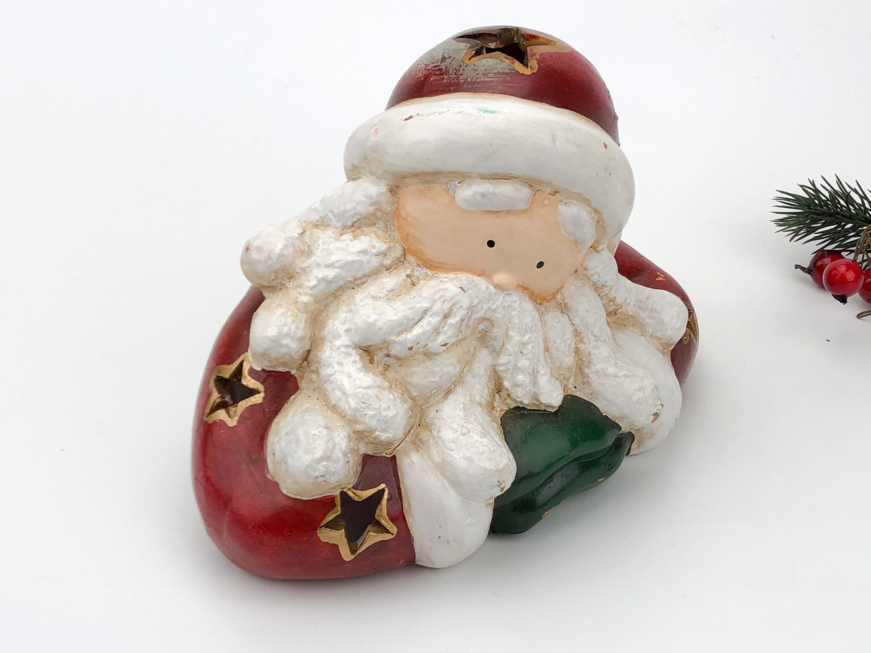 Ceramic retro santa figurine Christmas home decor | Etsy