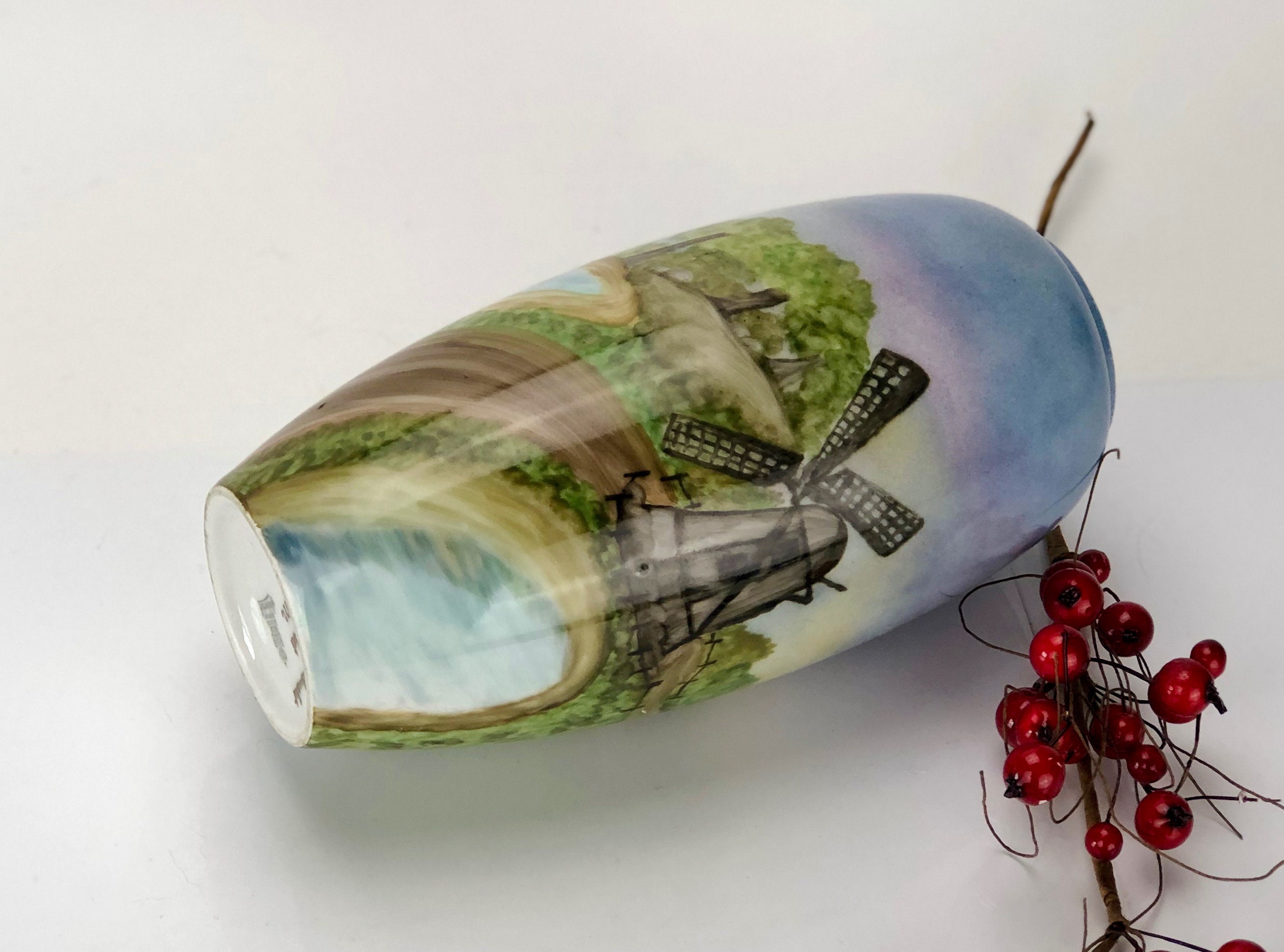 Heinrich German vase with Hand painted mill house | Etsy