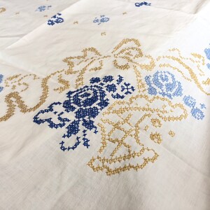 Blue Border White Tablecloth - Etsy