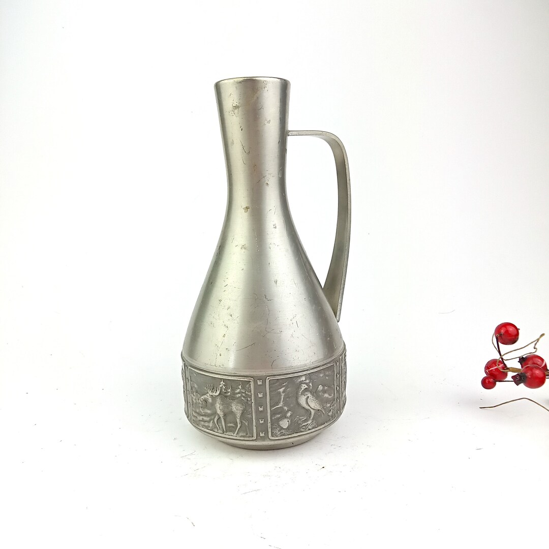 Vintage Konge Tinn Pewter Jug Vase and Volumetric Bas-reliefs on the ...