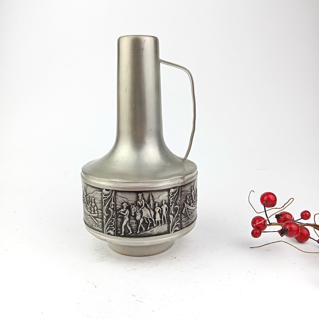 Vintage Konge Tinn Pewter Jug Vase and Volumetric Bas-reliefs on the ...