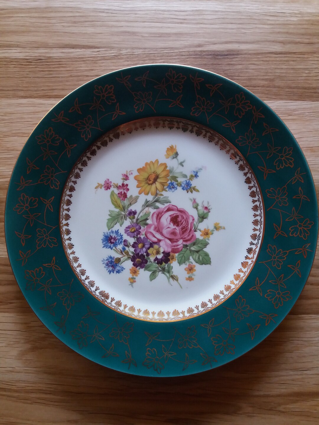 Very Nice Large Vintage Plate From 20th Century With Beautiful Handmade ...