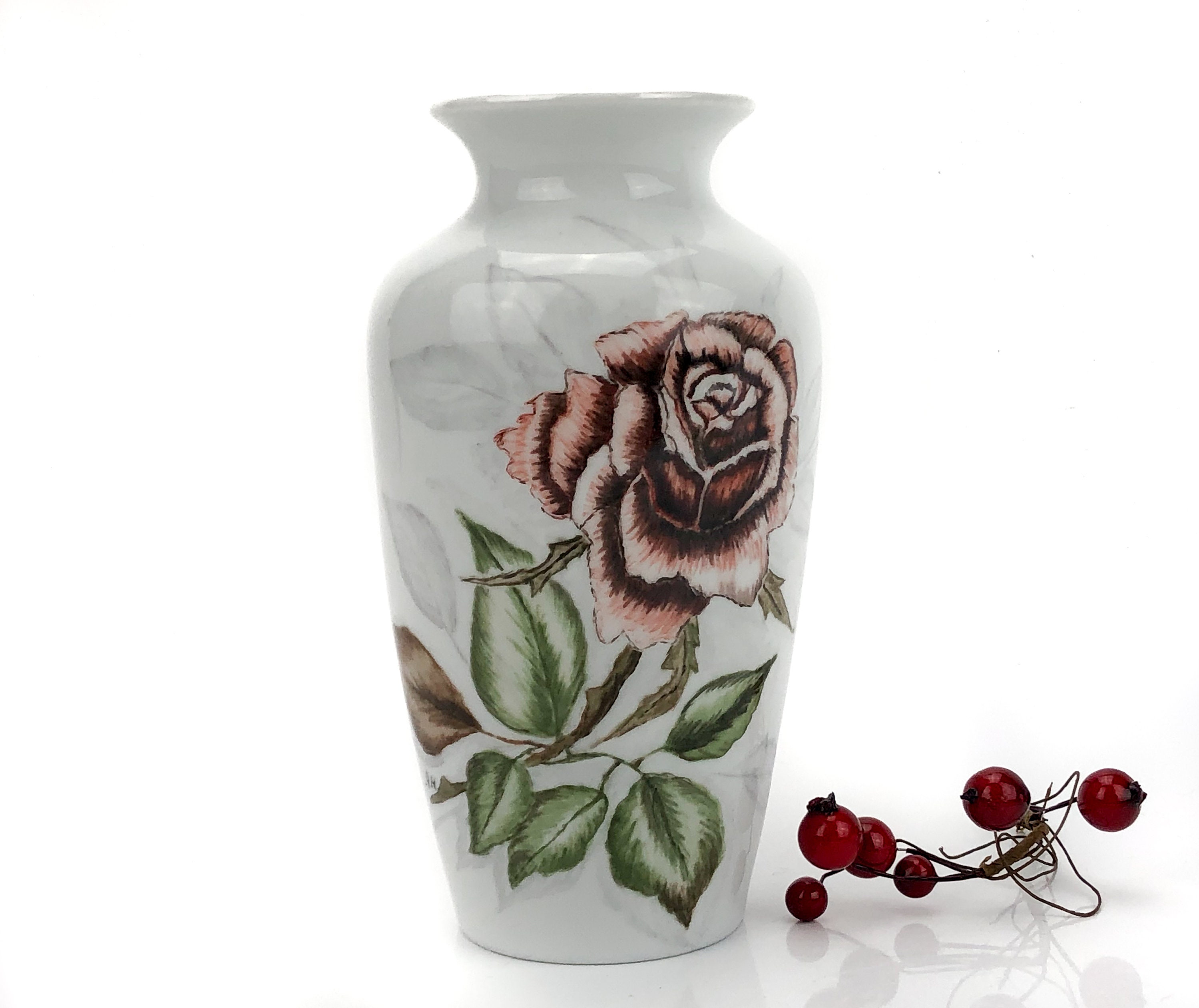 Retro Rose Royal Porzellan Vase Made in Germany - Etsy