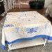 Blue Border White Tablecloth - Etsy