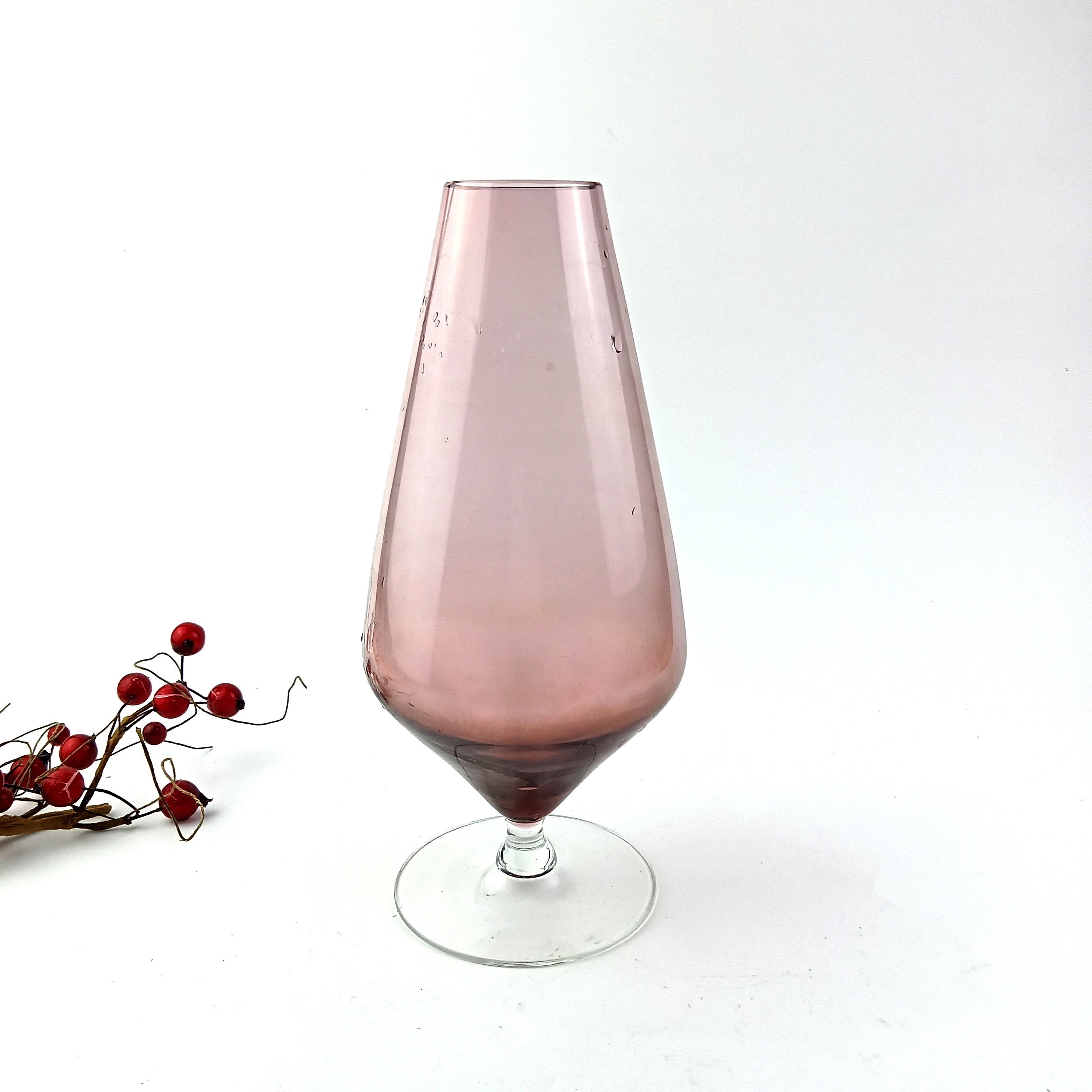 Tall Light Pink Glass Vase | Etsy