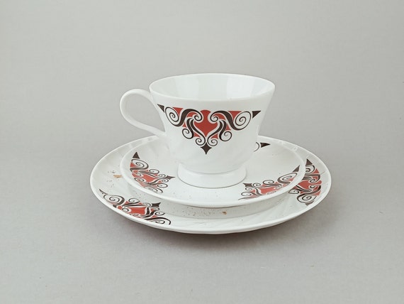 Vintage Fine Bone China Porcelain With Geometric Pattern Tea - Etsy