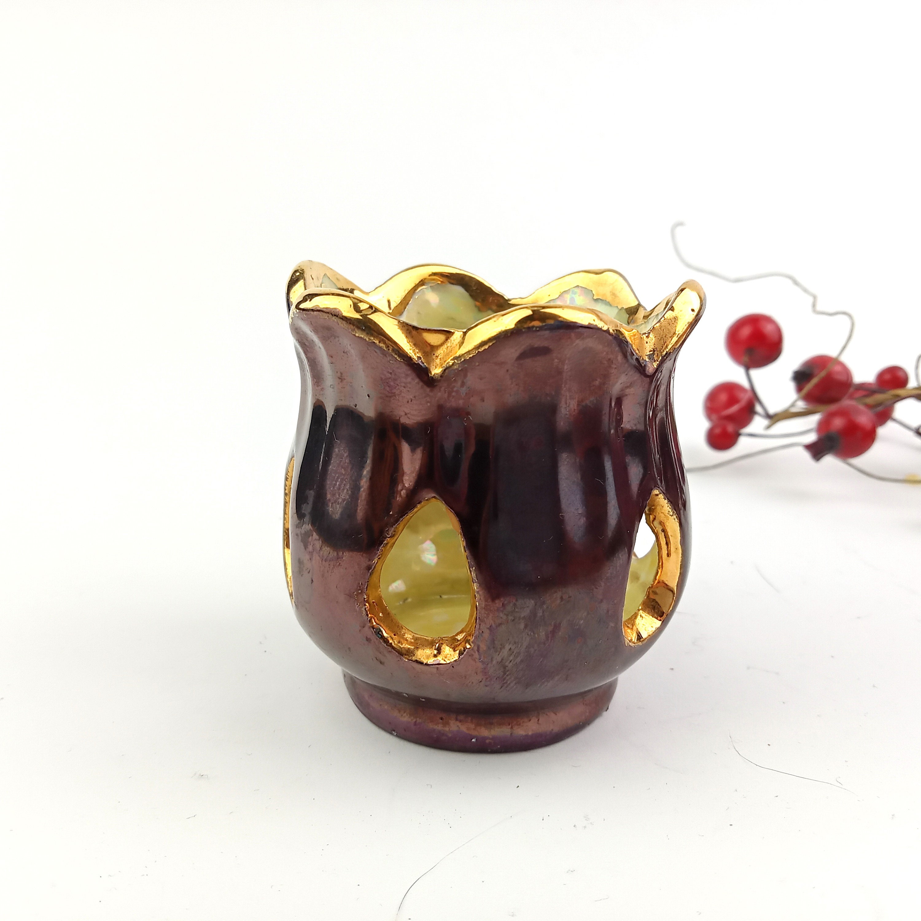 Set of Two Small Ceramic Candlesticks in the Shape of a Bud. | Etsy