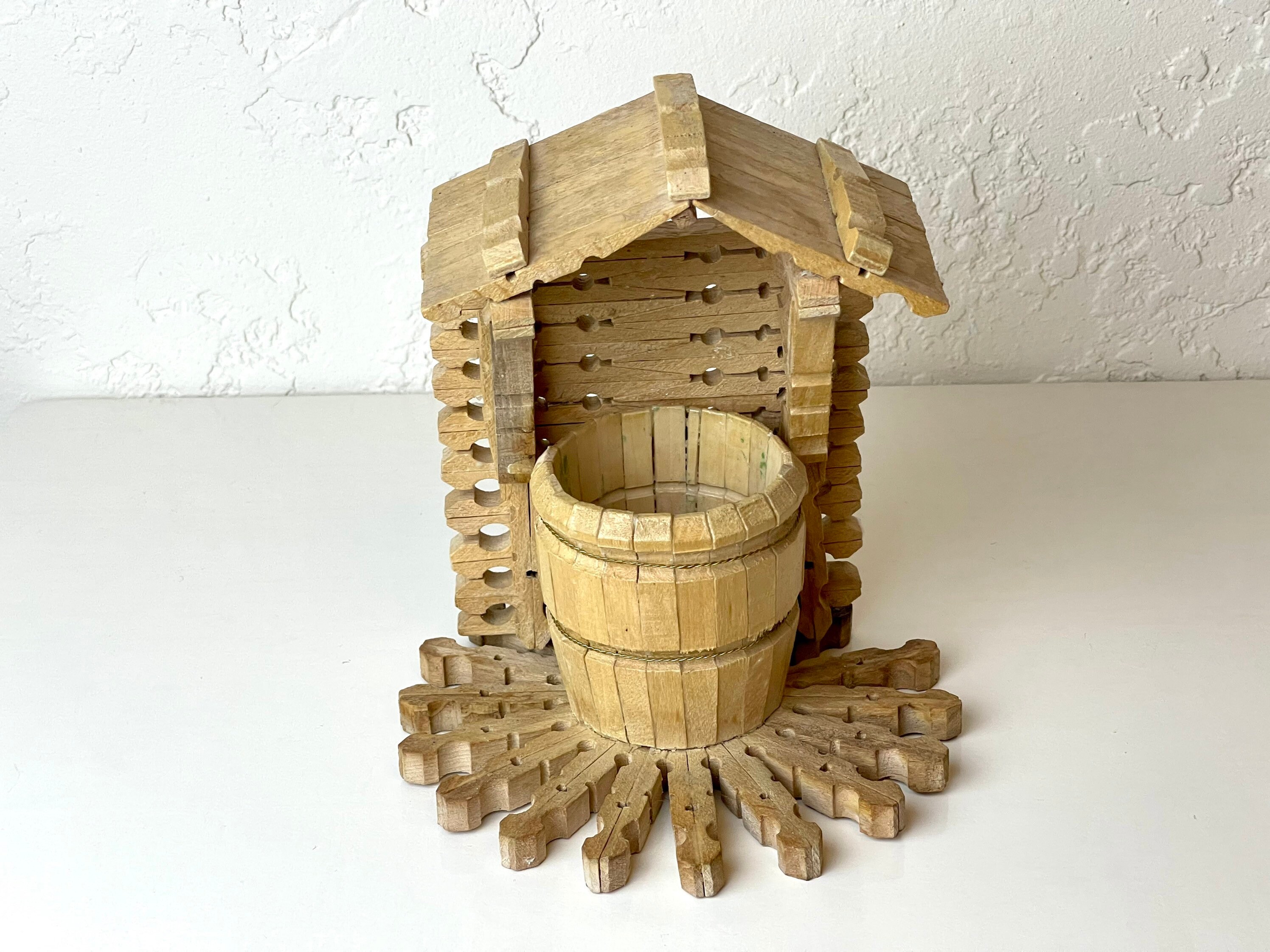 Woodwork, an Ancient Well Made of Clothespins - Etsy