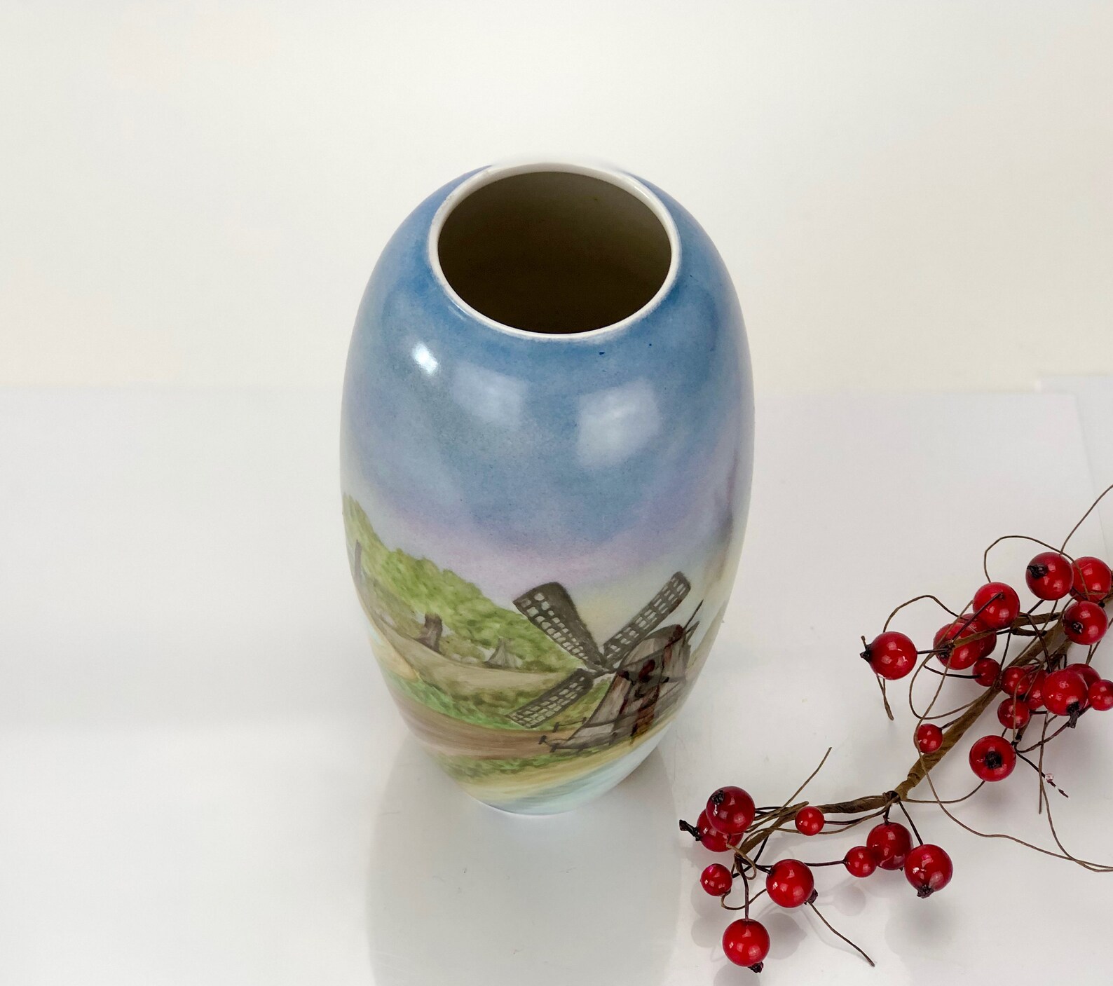 Heinrich German vase with Hand painted mill house | Etsy