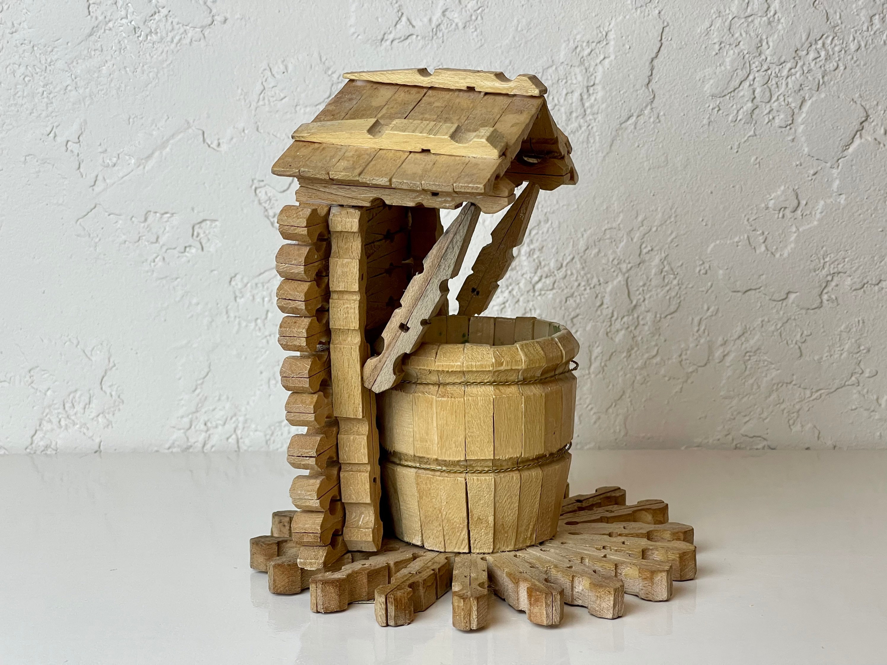 Woodwork, an Ancient Well Made of Clothespins - Etsy