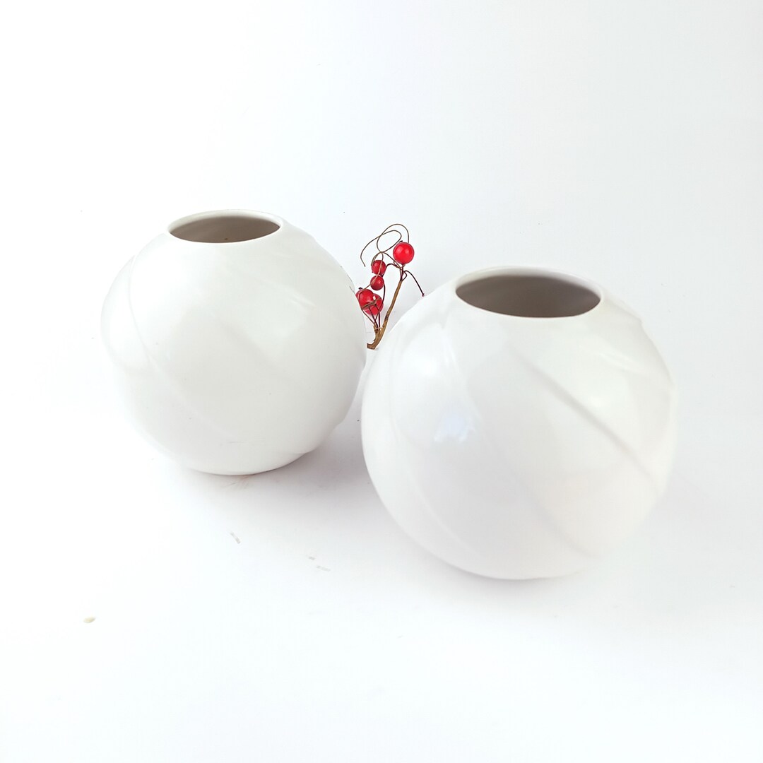 Pair Vintage Porcelain Sphere Porcelain Vase - Etsy