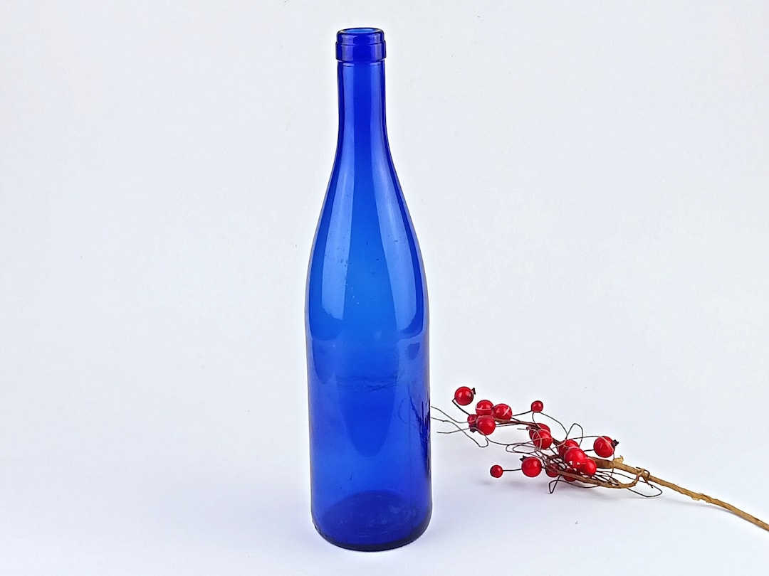 Vintage Cobalt Blue Wine Glass Bottle. Made in France - Etsy