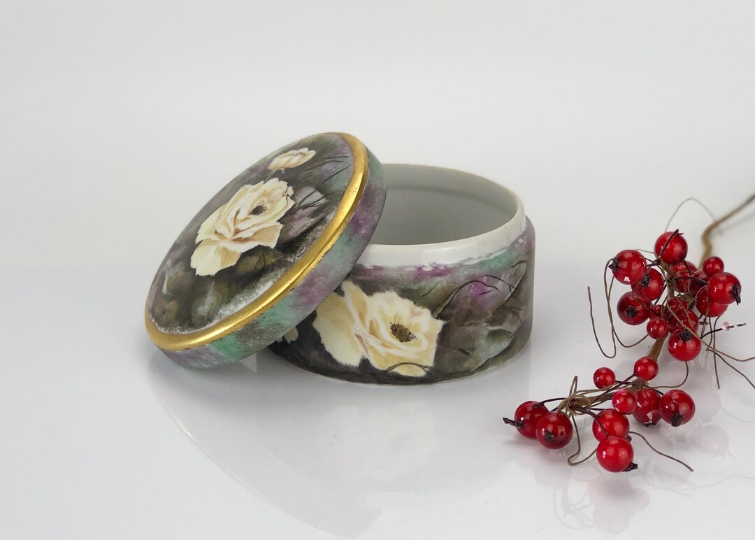 Porcelain Vintage Hand Painted Box Made in Europe - Etsy