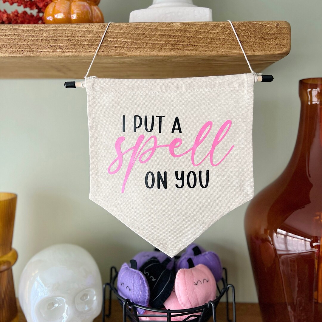 I Put A Spell on You Halloween Banner, Spooky Party Decorations, Pink ...