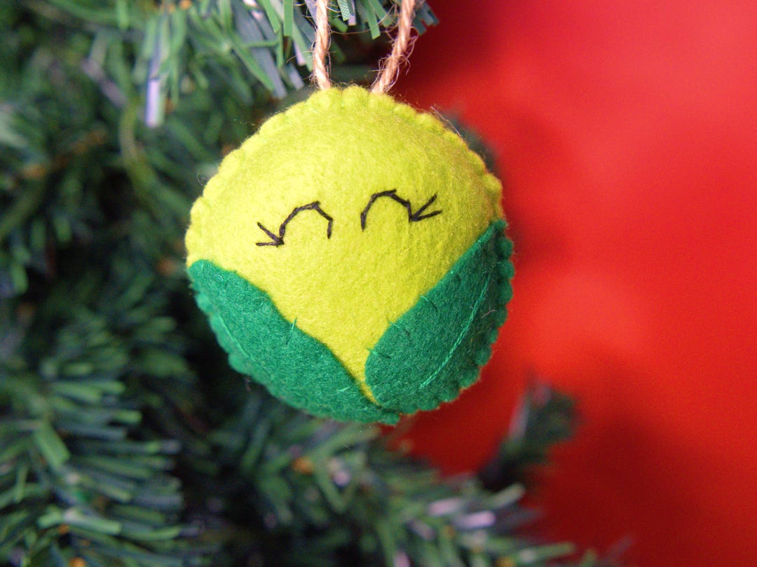 Smiling Brussel Sprout Christmas Ornament: Handmade Felt Bauble - Etsy