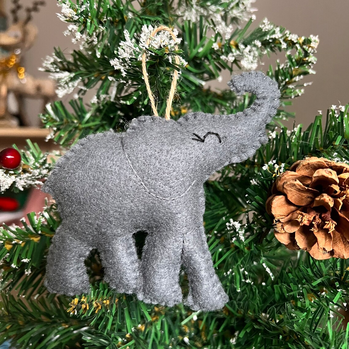 Handmade Smiling Elephant Felt Decoration Stuffed - Etsy