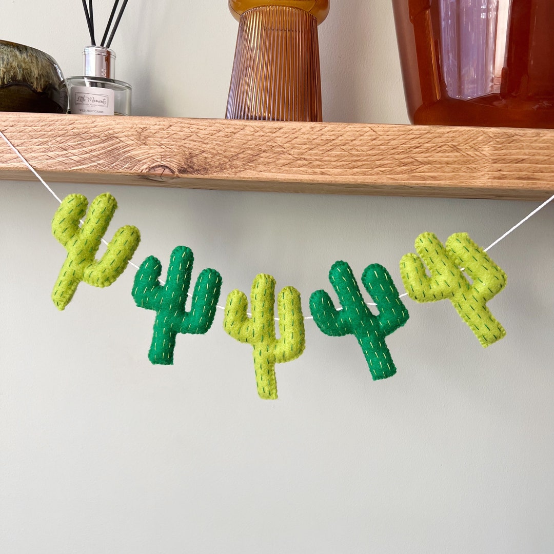 Cactus Felt Garland, Mexican Theme Decorations, Garden Party Decor ...