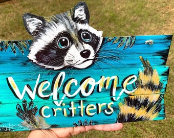 Raccoon Welcome Sign - Etsy