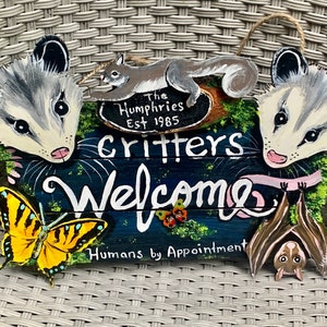 Custom Welcome Critters Sign W/ Moss - Etsy