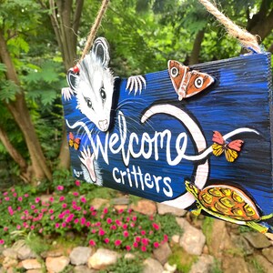 Opossum Sign With Turtle and Moth - Etsy