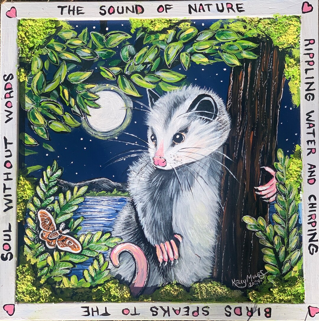 Opossum and Moth, 12 X 12 ORGIONAL - Etsy