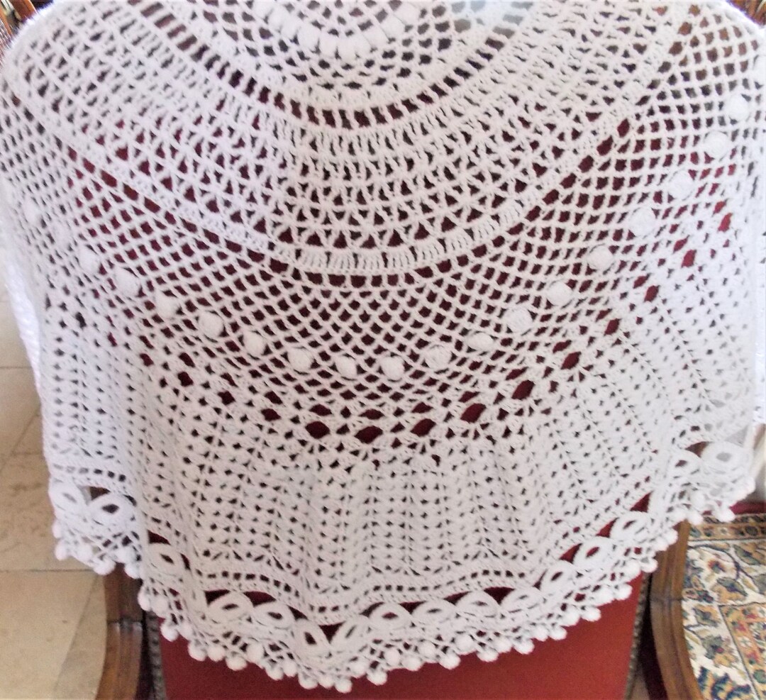 CHALE PELERINE CROCHET Hand French Craftsmanship for Bride White ...