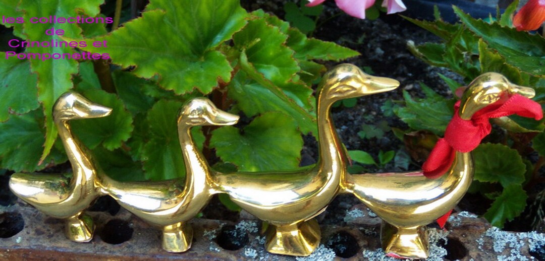 COLLECTING GEESE in Solid BRASS, the Geese Family in Procession - Etsy
