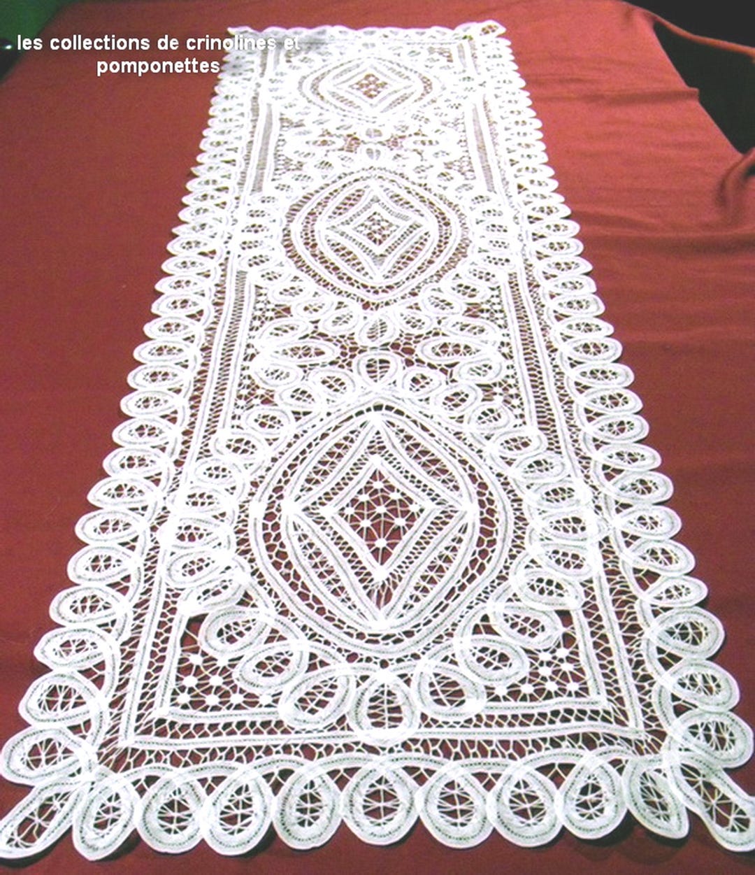 RENAISSANCE LACE PLACEMAT Hand Embroidered White Table Runner 52x128 Cm ...